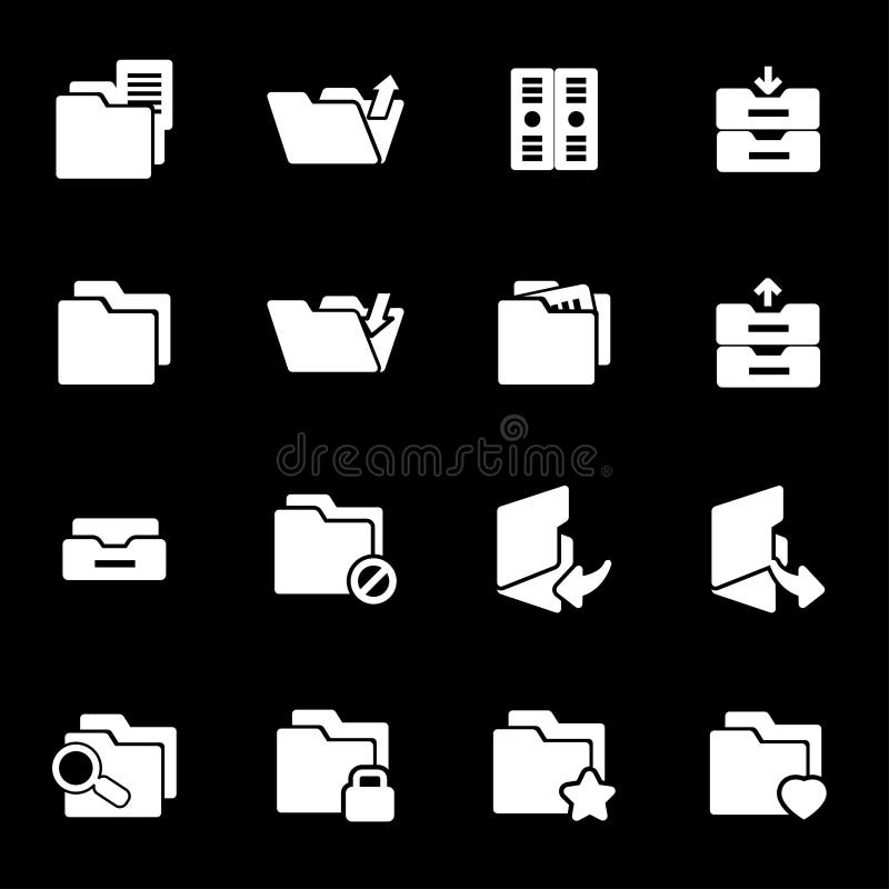 Vector White Folder Icons Set Stock Vector - Illustration of icon ...