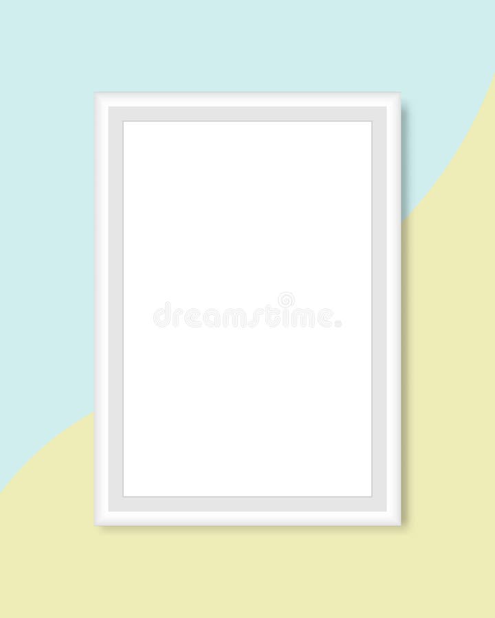Vector White Gallery Frame, Mock Up Green and Yellow Frame Screen ...