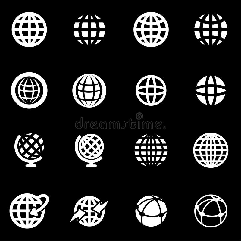 Vector White Globe Icon Set Stock Illustration - Illustration of ...