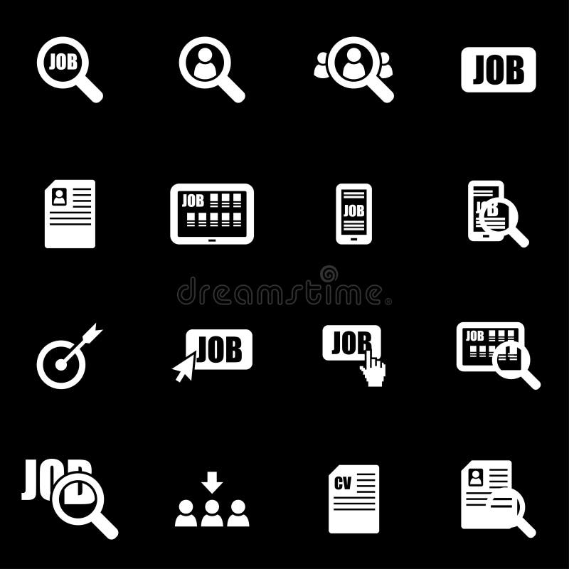 Vector White Job Search Icon Set Stock Illustration - Illustration of ...