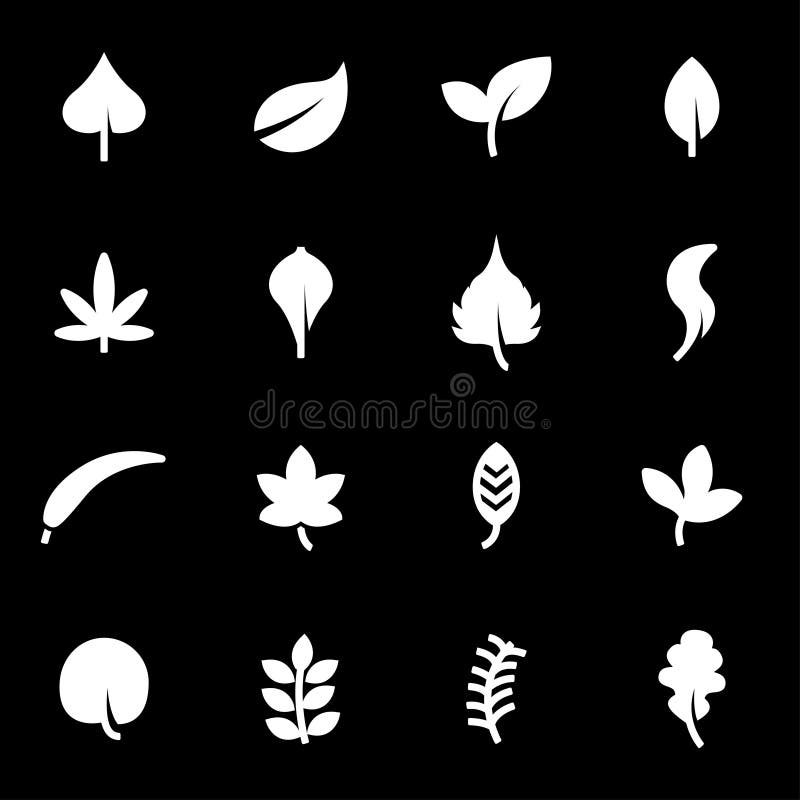 Vector White Leaf Icons Set Stock Illustration - Illustration of shape ...
