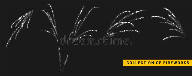 Vector White Light Effect. Set Festive Fireworks Isolated on Black ...