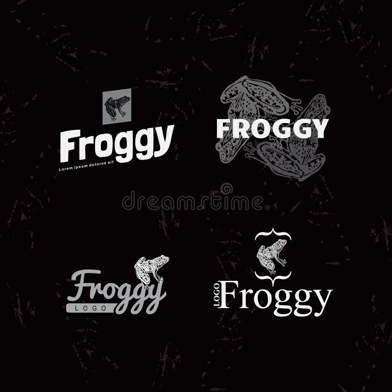 Vector White Logo Set with Frog. Stock Illustration - Illustration of ...