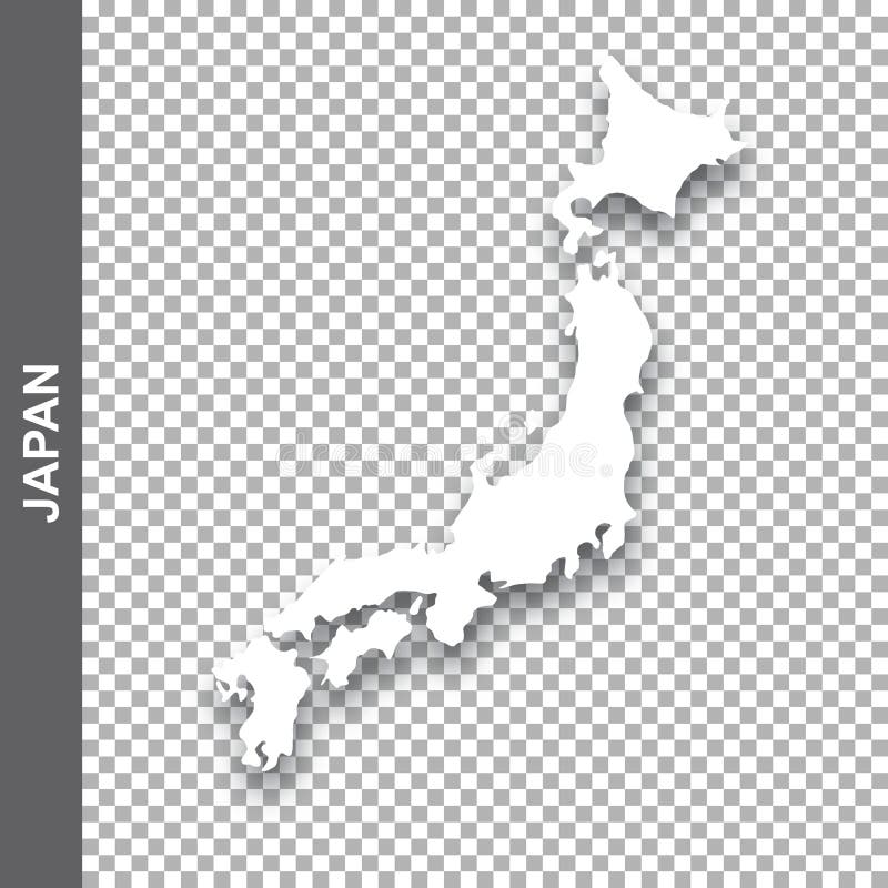 Vector White Map of Japan with Shadow on Transparent Background Stock ...