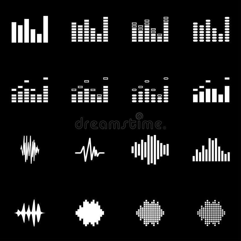 Vector White Music Soundwave Icon Set Stock Illustration - Illustration ...