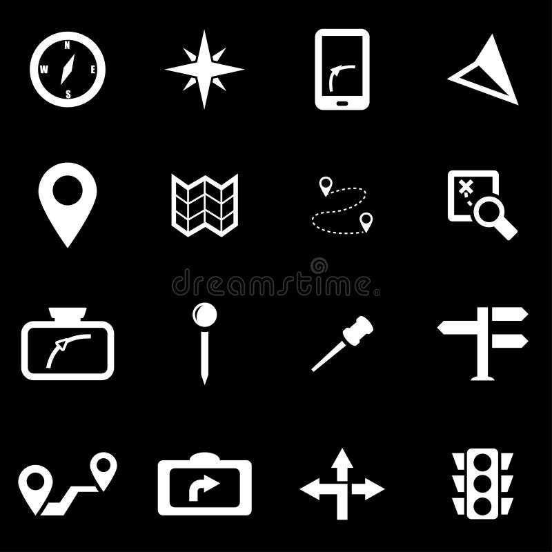 Vector White Navigation Icon Set Stock Illustration - Illustration of ...