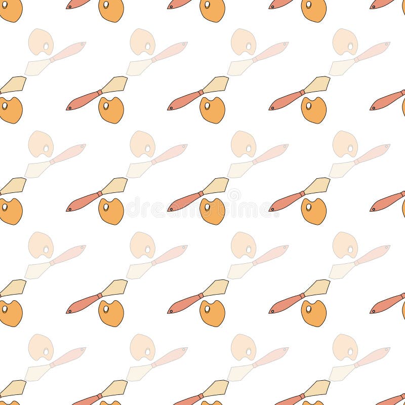 Vector White Painting Tools with Palette Knife Background Pattern Stock ...