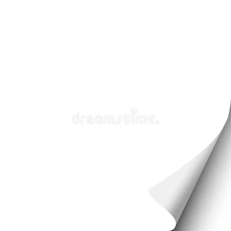 Vector White Paper with Curled Lower Right Corner and Soft Shadow ...