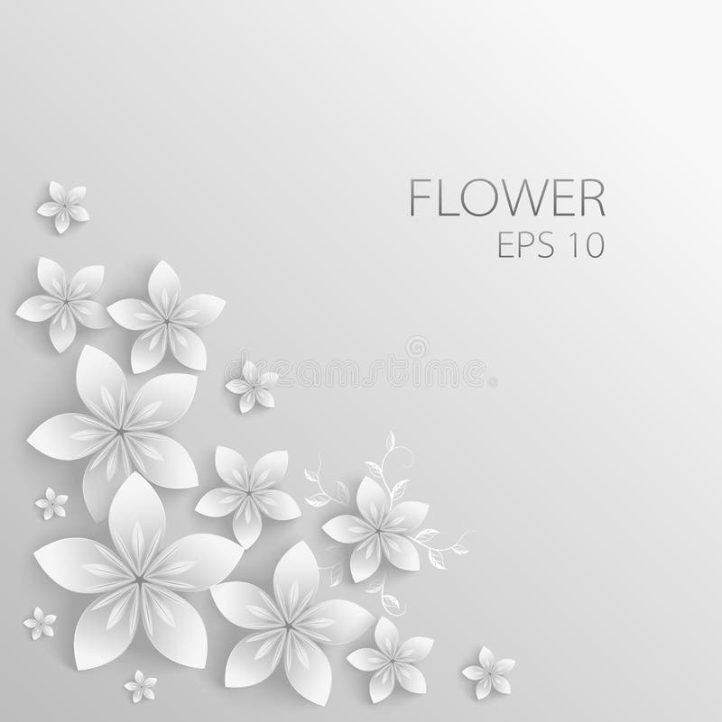 Vector White Paper Flowers Background Stock Vector - Illustration of ...
