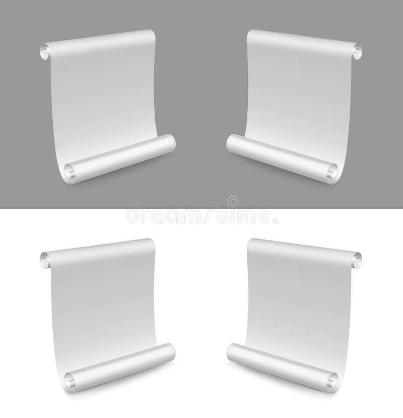 Vector White Realistic Paper Roll. Medieval Rolled Parchment Stock ...