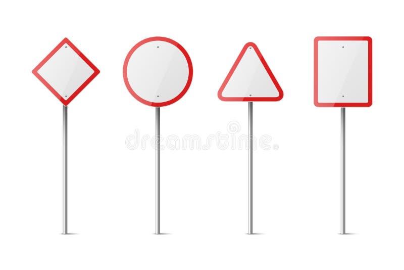 Vector White and Red Warning, Danger Stop Sign Frame Icon Set Isolated ...