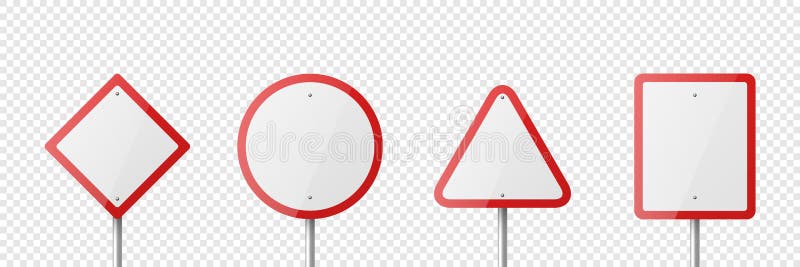 Vector White and Red Warning, Danger Stop Sign Frame Icon Set Isolated ...