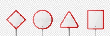 Vector White and Red Warning, Danger Stop Sign Frame Icon Set Isolated ...