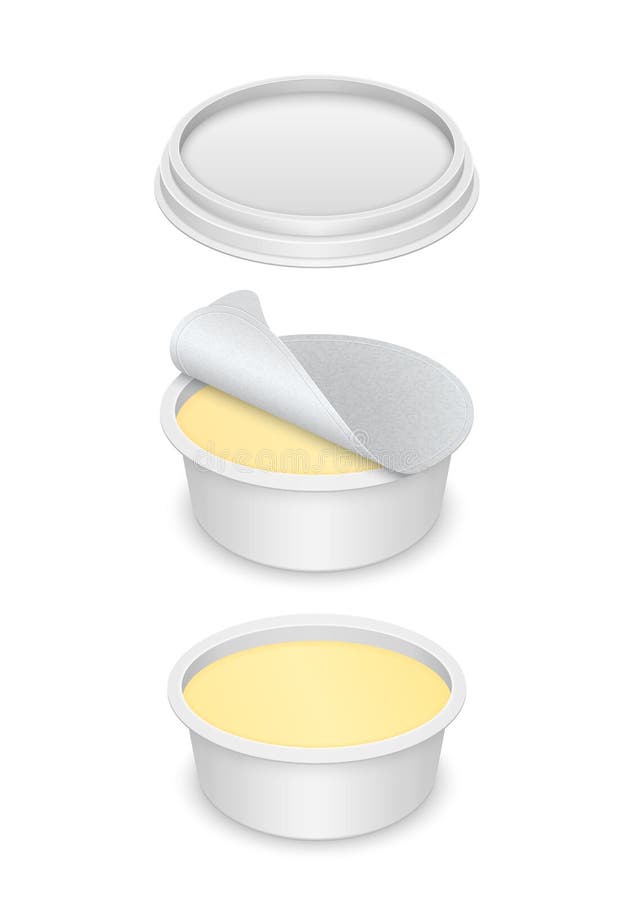 Vector White Rectangular and Round Containers for Butter Stock Vector ...