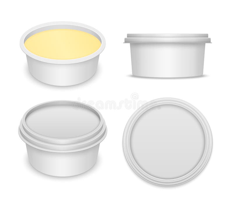 Vector White Rectangular and Round Containers for Butter Stock Vector ...