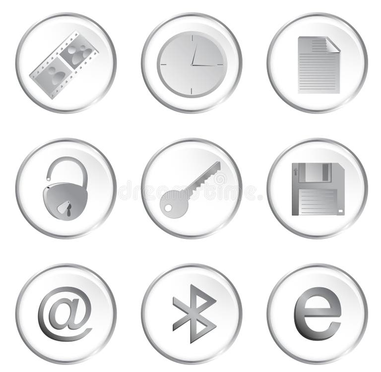 Vector White Round Web Buttons Editorial Photography - Illustration of ...