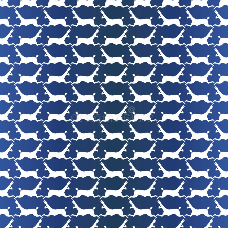 Vector White Running Rabblits on Indigo Blue Ombre Seamless Repeat ...