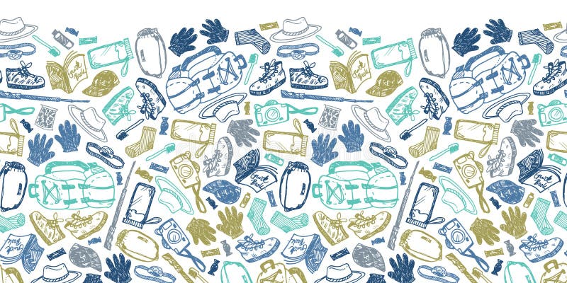 Vector White Seamless Doodle Sketch Horizontal Border Pattern with ...