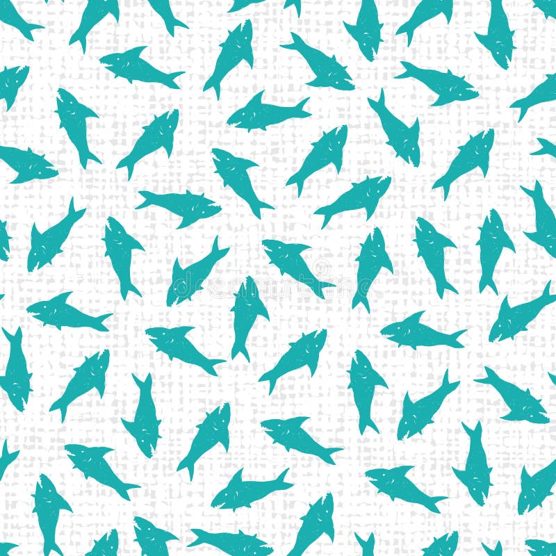 Vector White Shark Pen Sketch Scattered Repeat Pattern with Canvas ...
