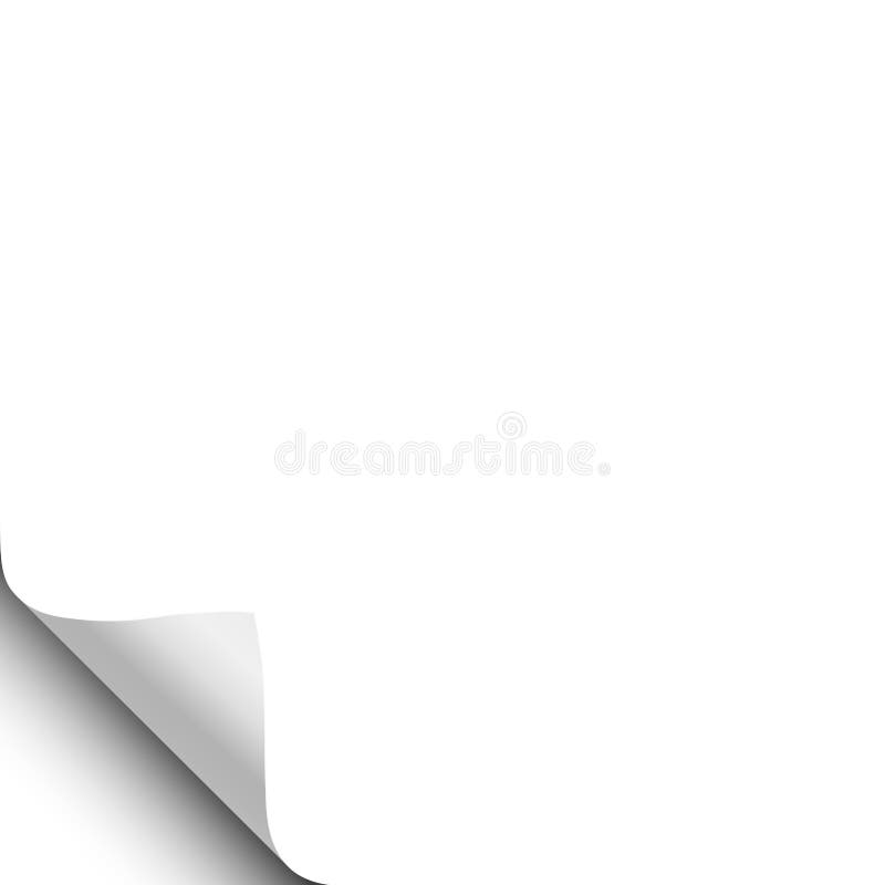 Vector White Sheet of Paper with Curled Lower Left Corner and White ...