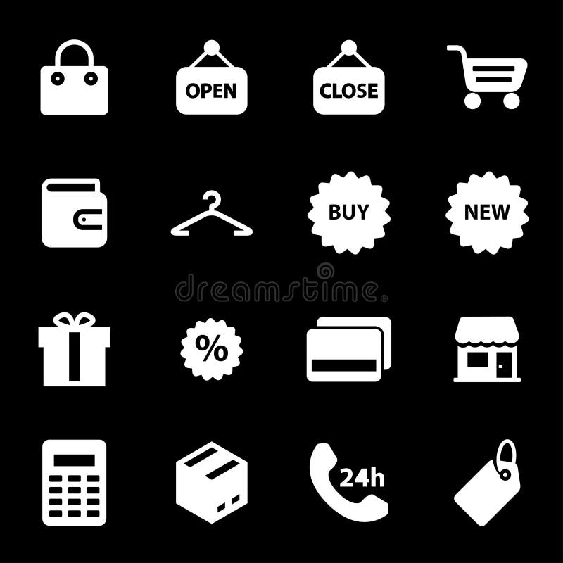 Vector White Shop Icons Set Stock Illustration - Illustration of ...