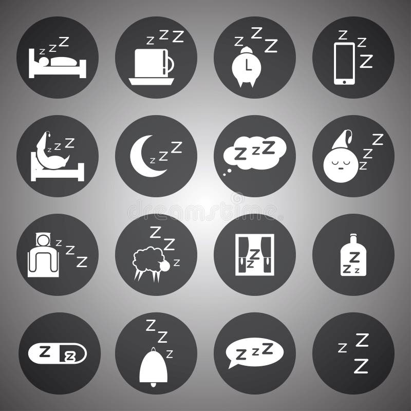 Vector White Sleeping Icon Set Stock Vector - Illustration of bedroom ...