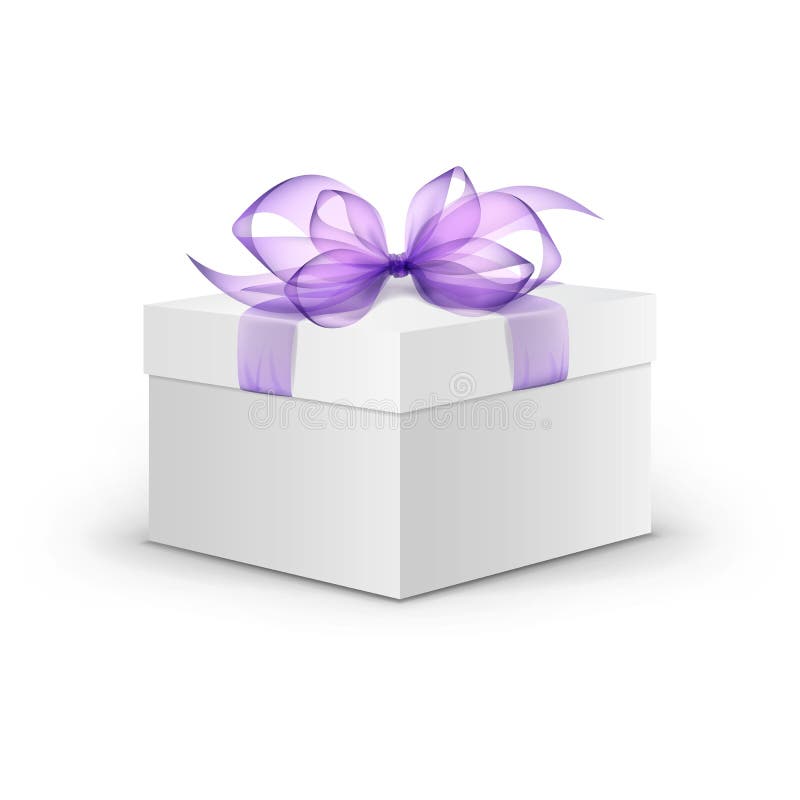 Vector White Square Gift Box with Purple Ribbon Stock Vector ...