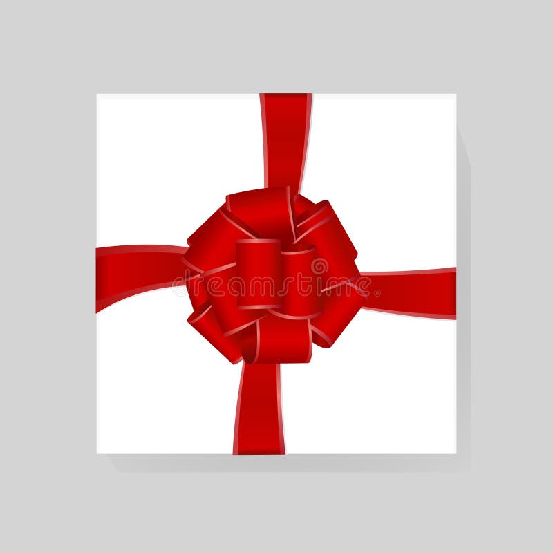 Vector White Square Gift Box with Shiny Red Bow Stock Vector ...