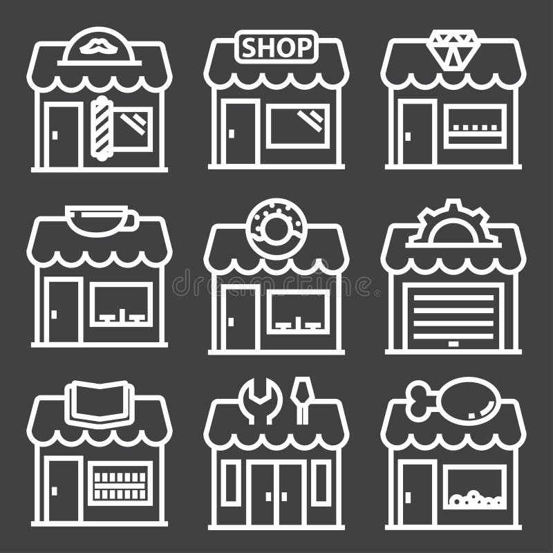 Vector white store icons stock vector. Illustration of door - 112760908