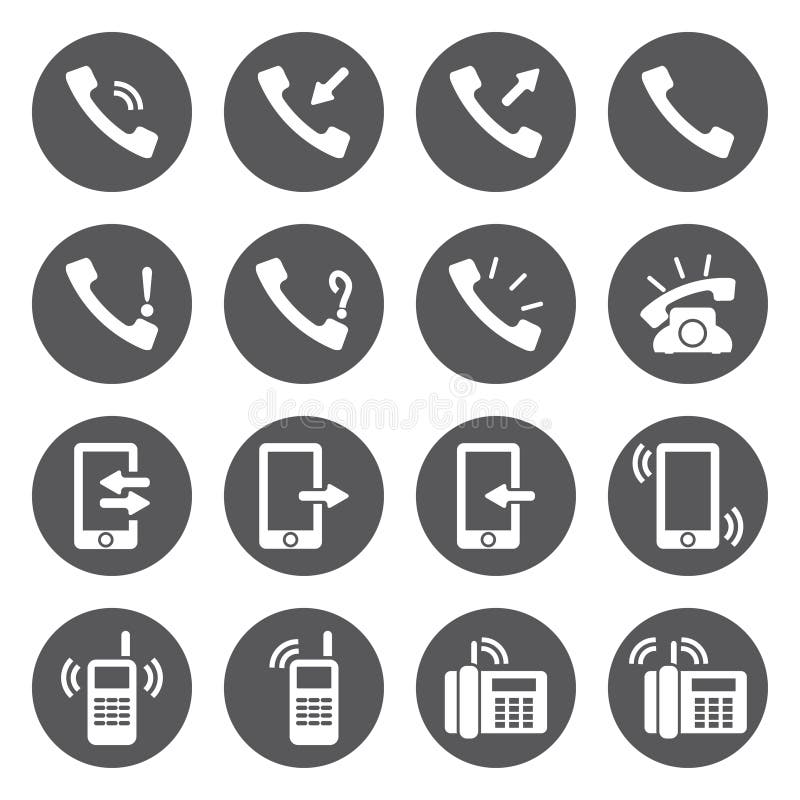 Vector White Telephone Icons Set Stock Vector - Illustration of ...