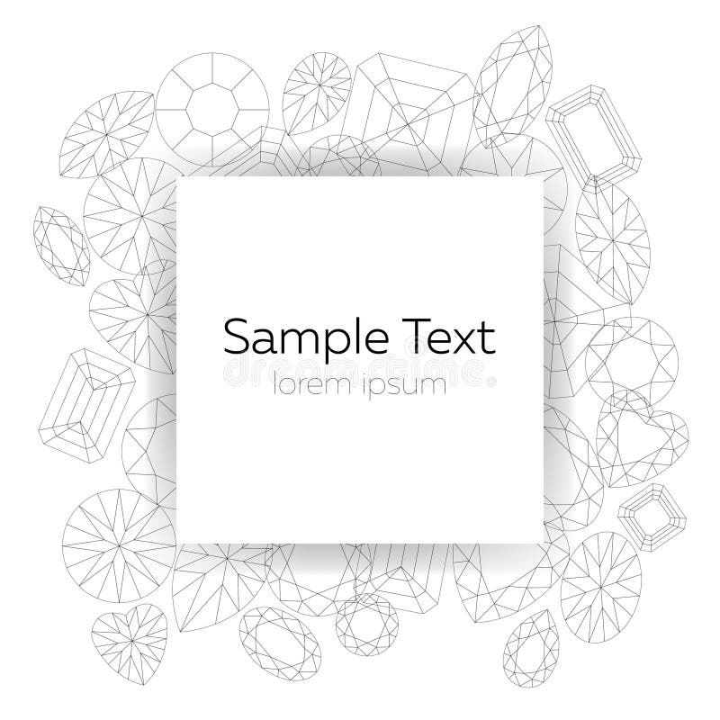 Vector White Template with Geometric Wireframe Black Gem Outline on ...