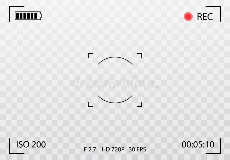 Vector Black Transparent Camera Rec Interface Viewfinder with Digital ...