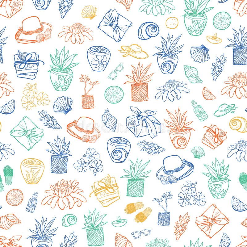 Vector White Tropical Beach Resort Spa Repeat Pattern. Suitable for ...