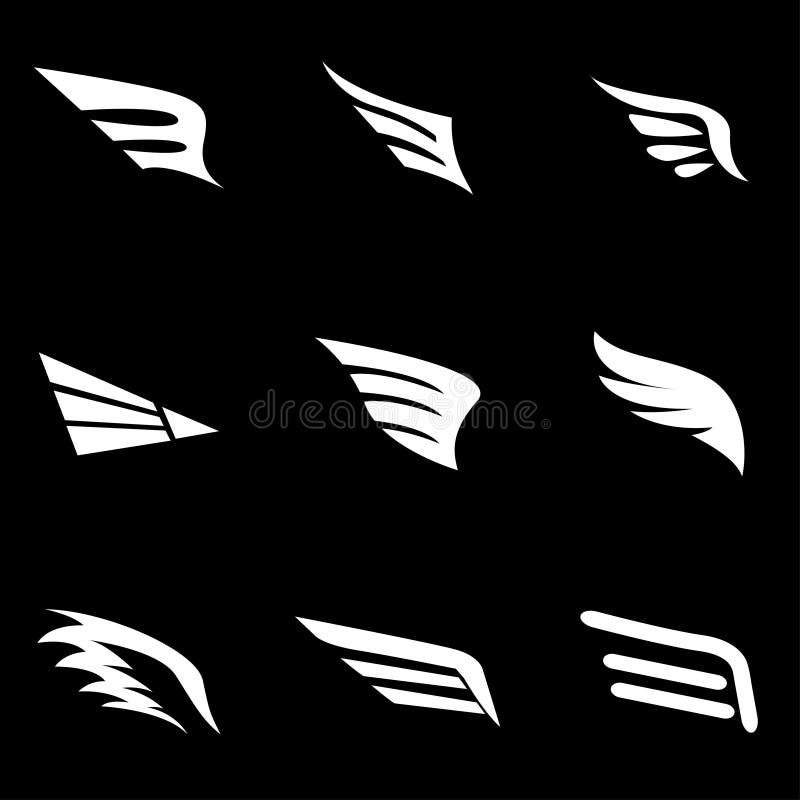 Vector white wing icon set stock illustration. Illustration of ...