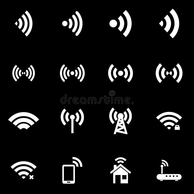 Vector White Wireless Icon Set Stock Illustration - Illustration of ...