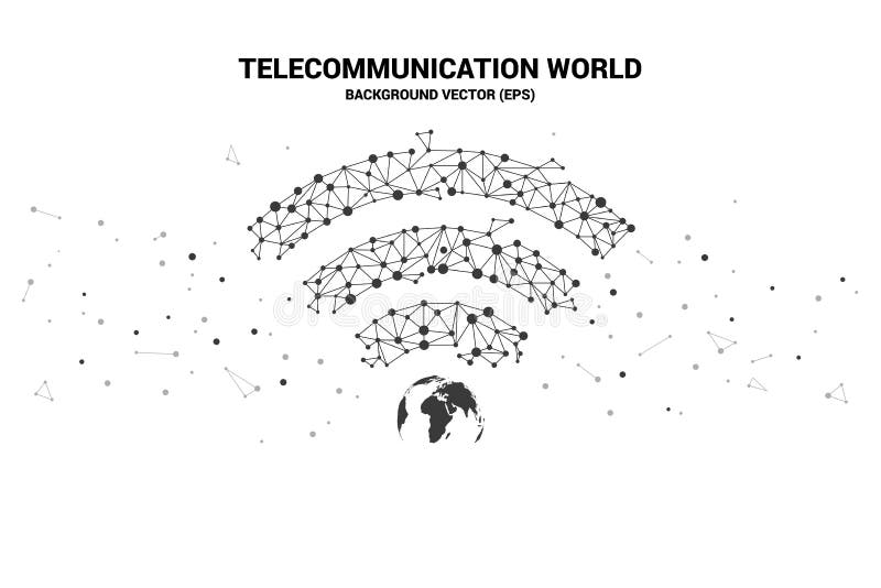 Vector Wi-fi Icon with Globe Center from Polygon Dot Connected Line ...