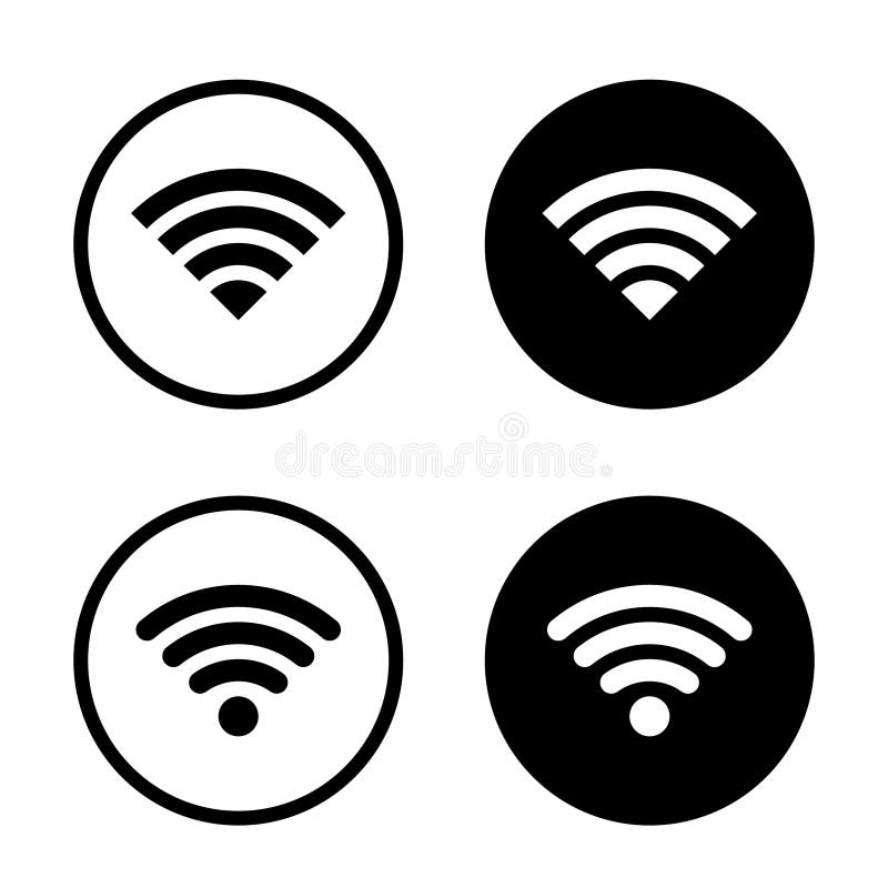 Vector Wifi Icon in Circle Set Stock Illustration - Illustration of ...