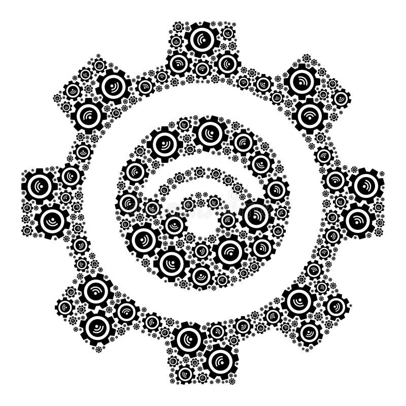 Wifi Smart Gear Recursive Icon Mosaic of Self Items Stock Vector ...