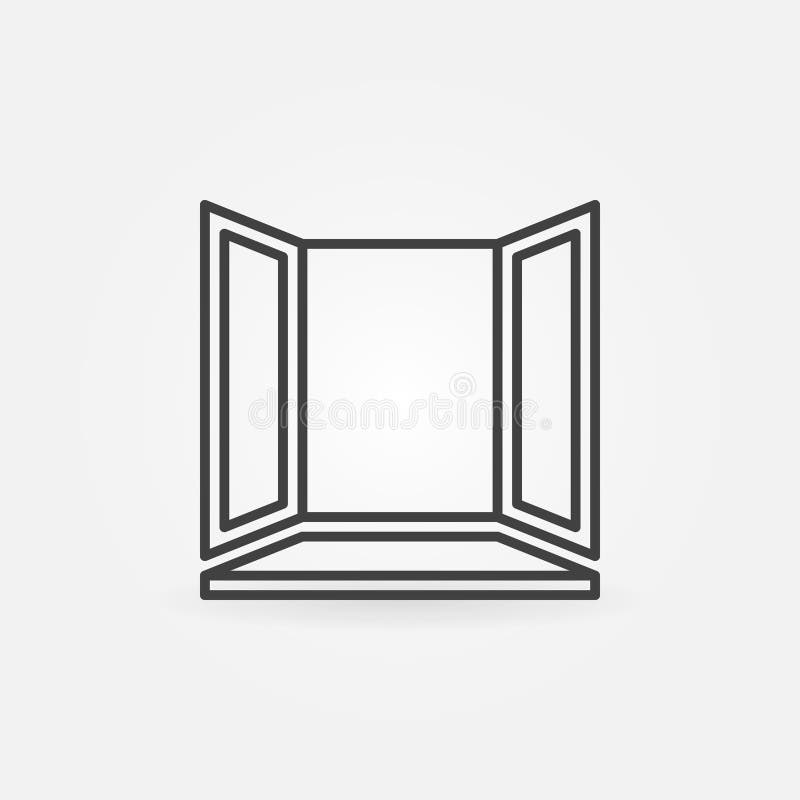 Vector Window with Window-sill Linear Icon or Logo Stock Vector ...