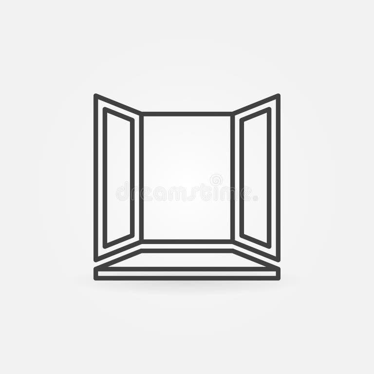 Vector Window with Window-sill Linear Icon or Logo Stock Vector ...