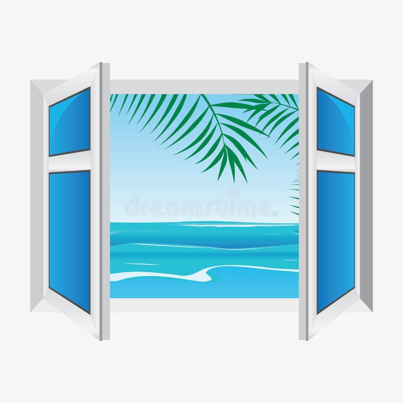 Vector Window, View The Sea Stock Vector - Illustration of architecture ...