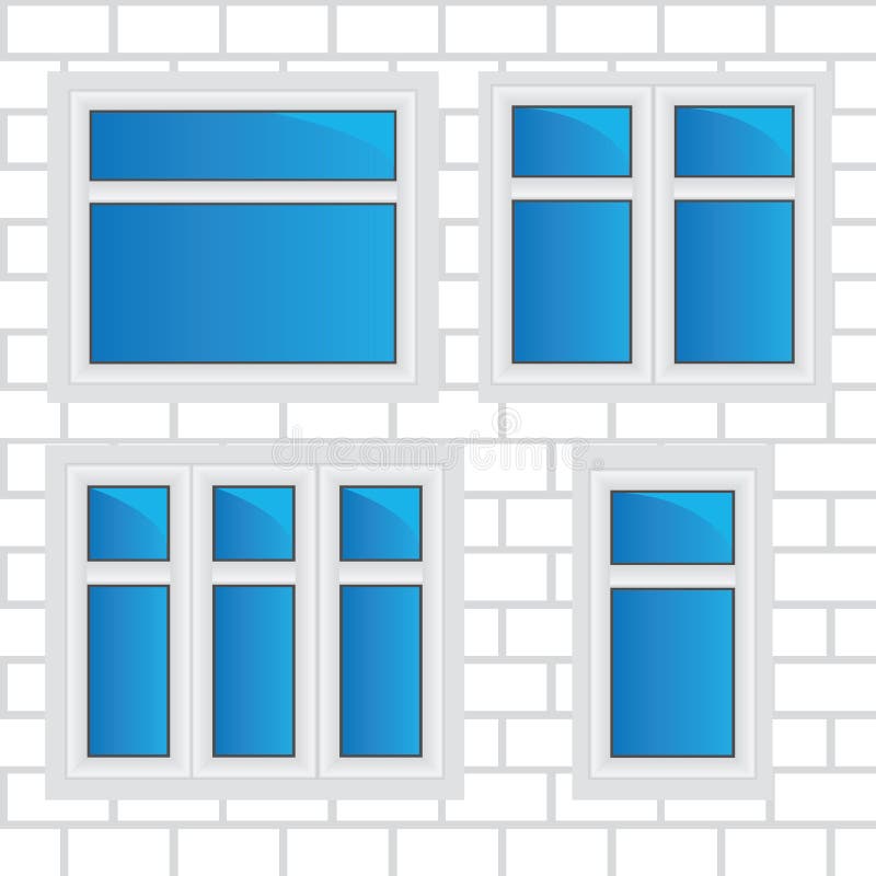 Vector windows, brick wall stock vector. Illustration of window - 27424204