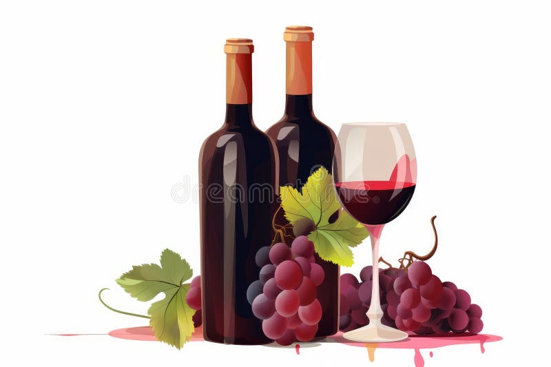 Vector of Wine Bottle Cups and Glasses Iconography. Generative Ai Stock ...