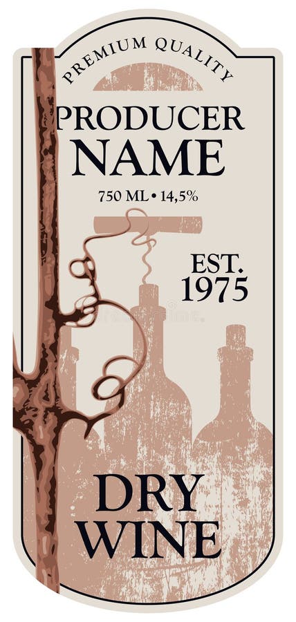 Wine label with grapevine stock vector. Illustration of package - 341287053