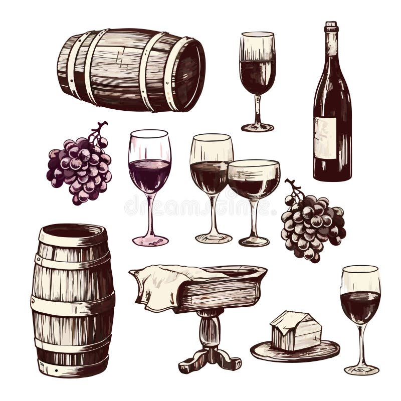 Vector Winery Wine Production Icon Eps10. Vector Handmade Drawn Draft ...
