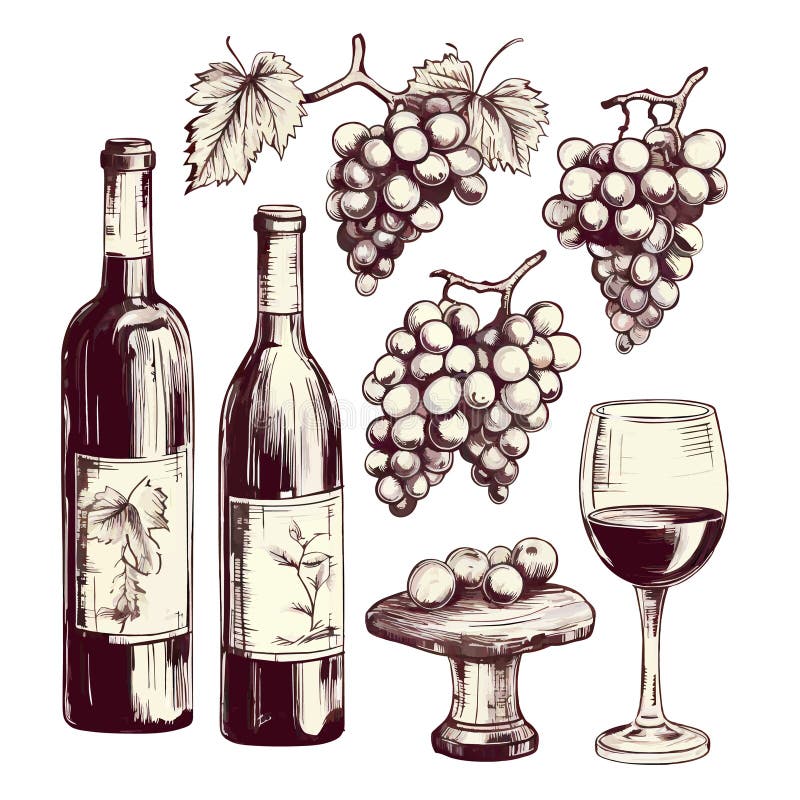 Vector Winery Wine Production Icon Eps10. Vector Handmade Drawn Draft ...
