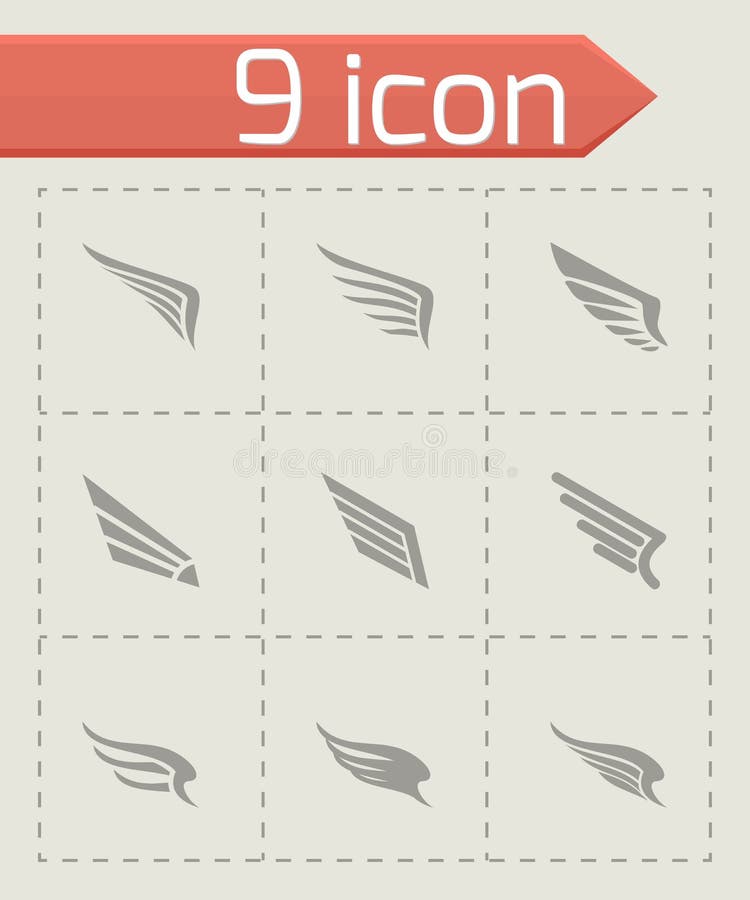 Vector wing icon set stock vector. Illustration of black - 53009264