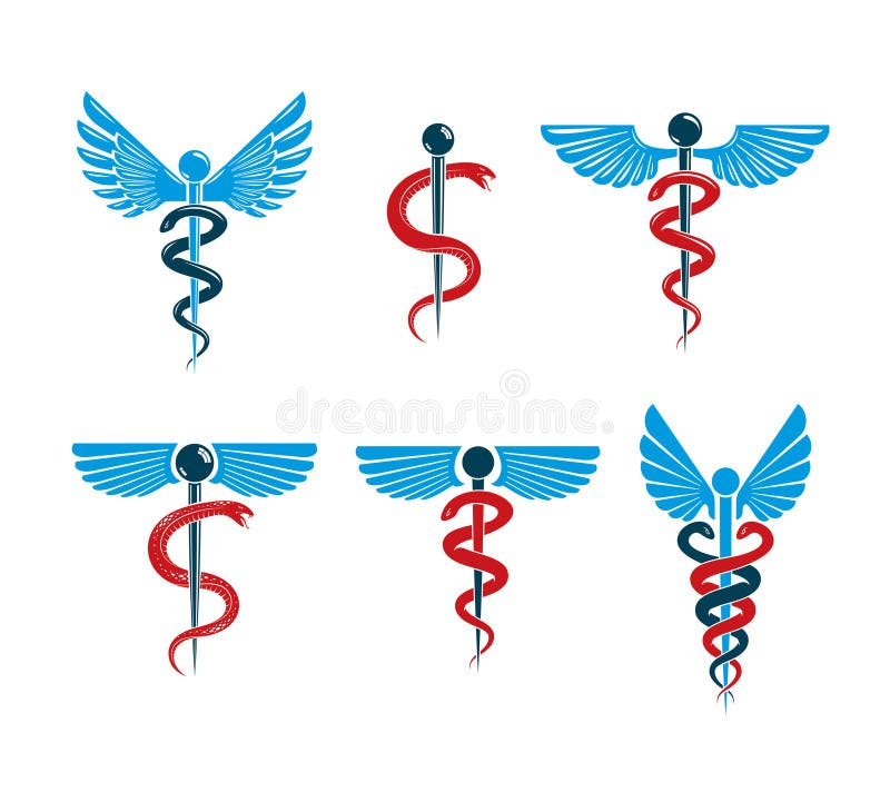 Vector Winged Caduceus Illustrations Collection. Stock Vector ...