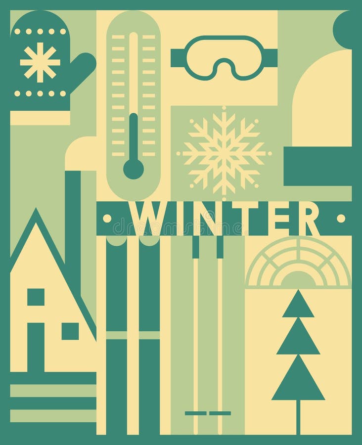 Vector Winter Background, Icon Set Stock Vector - Illustration of ...