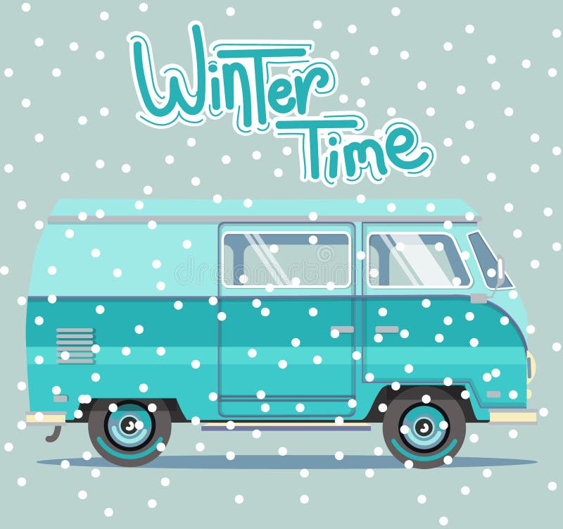 Vector Winter Illustration Car. Stock Vector - Illustration of cool ...